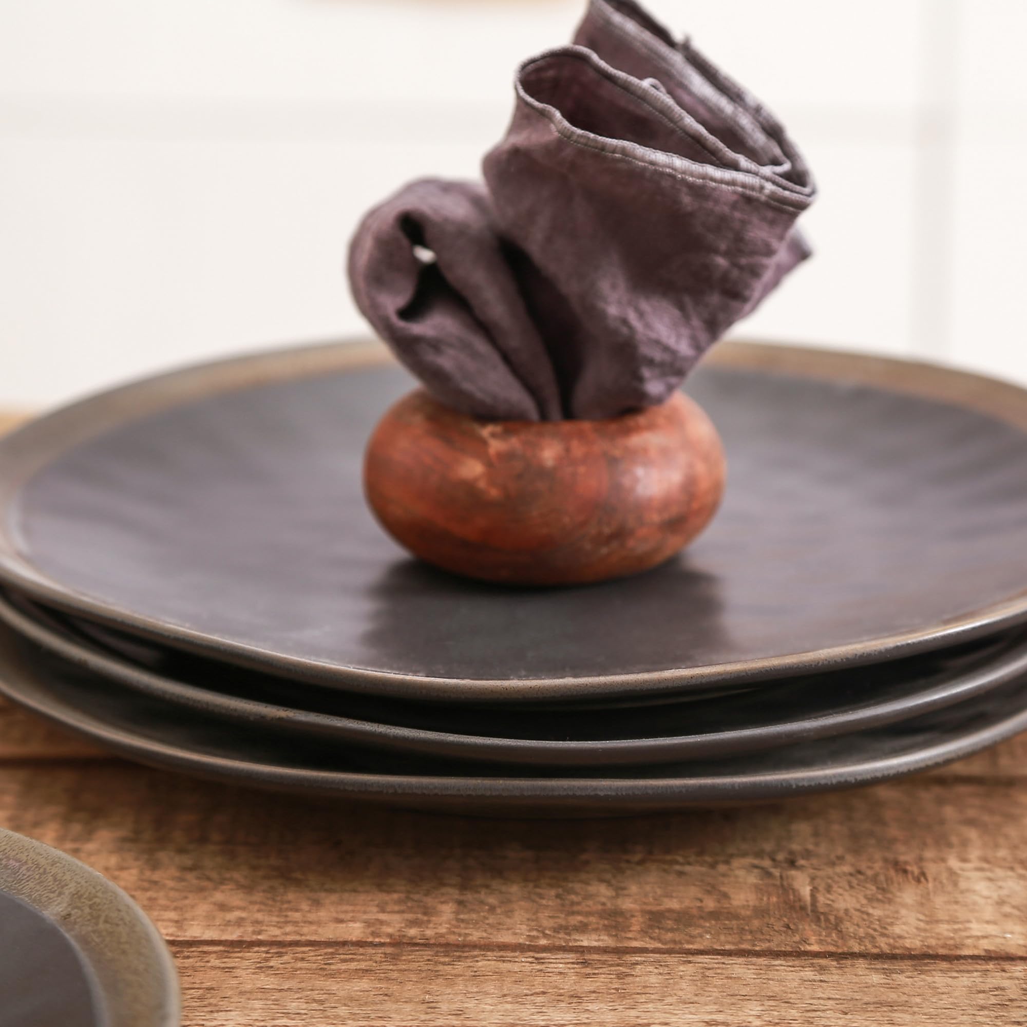 Stone Lain Serafina Stoneware 16-piece Round Dinnerware Set, Grey