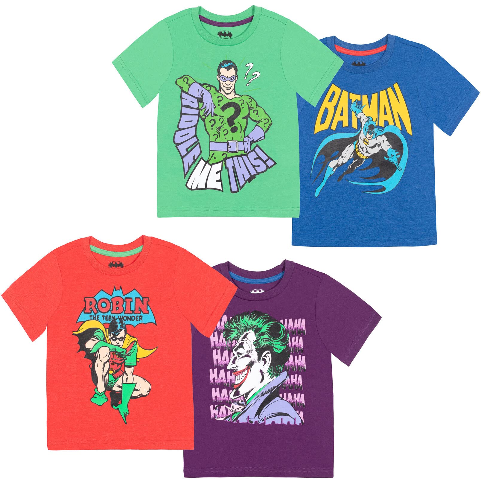 Warner Bros. Justice League Batman Big Boys 4 Pack Short Sleeve T-Shirt 14-16 Multicolor