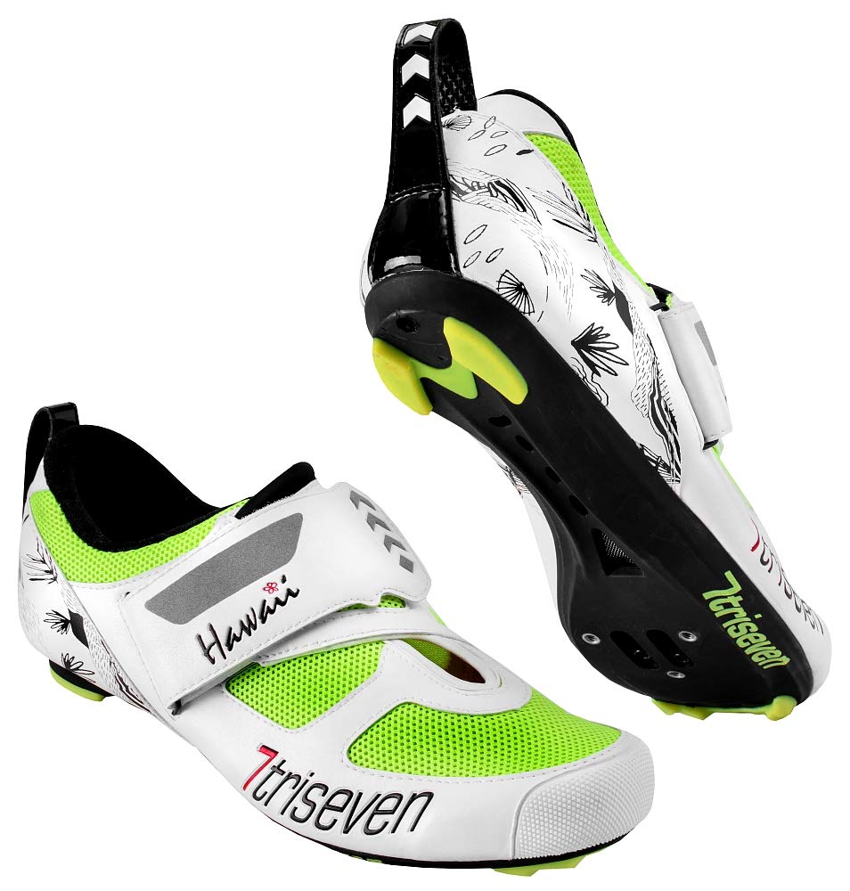 TriSeven Premium Nylon Triathlon Cycling Shoes | Lightweight, Unisex & Fiberglass Sole (10,Fluo)