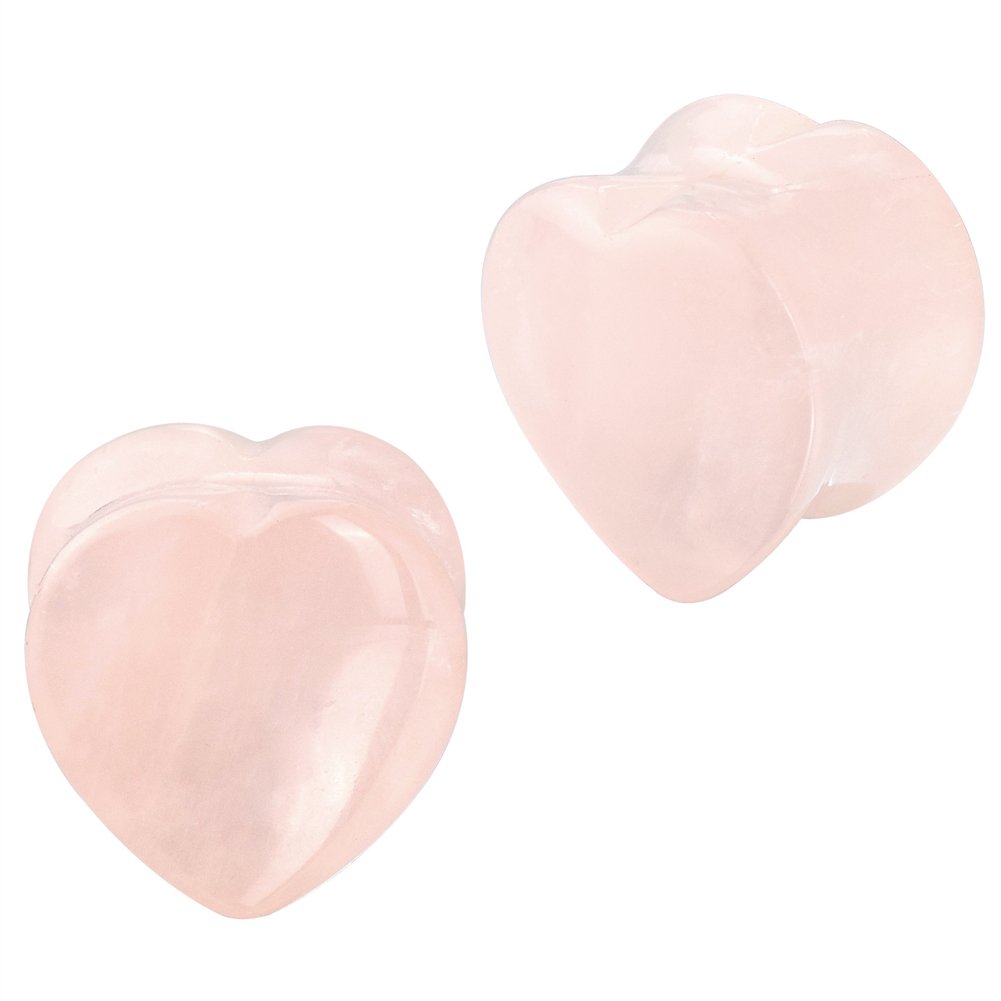 Stuppendux 2Pairs 2Style Heart shaped Stone Double Flared Ear Tunnels Plugs Stretcher Expander Kit Gauge 00g 10mm