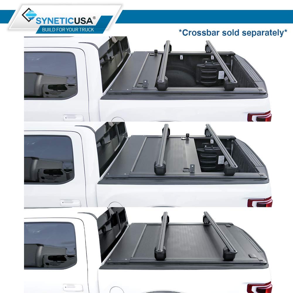 Syneticusa Retractable Tonneau Cover Fits 2019-2023 Ford Ranger 5' (61β) Truck Bed Aluminum Matte Black Low Profile Waterproof Off Road Rack Ready