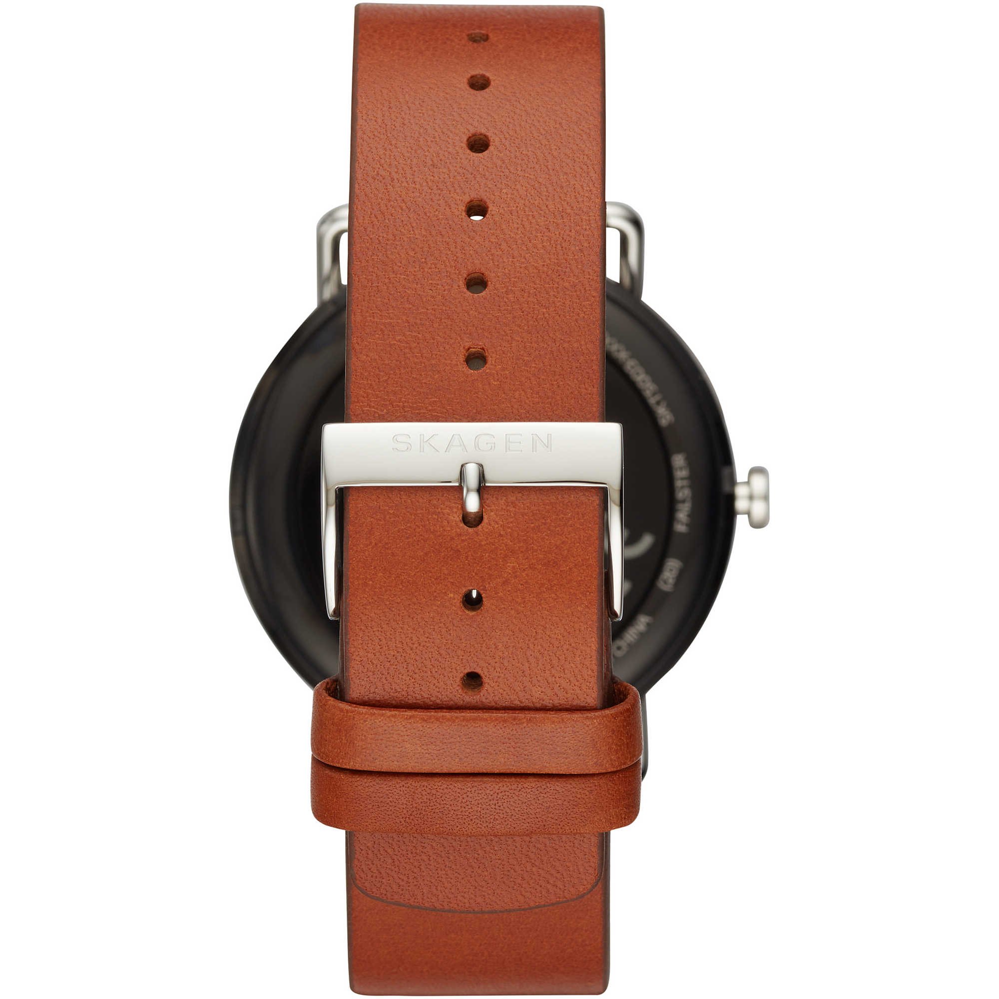 Skagen Connected Falster 1 Stainless Steel and Leather Smartwatch, Color: Silver-Tone, Brown (Model: SKT5003)