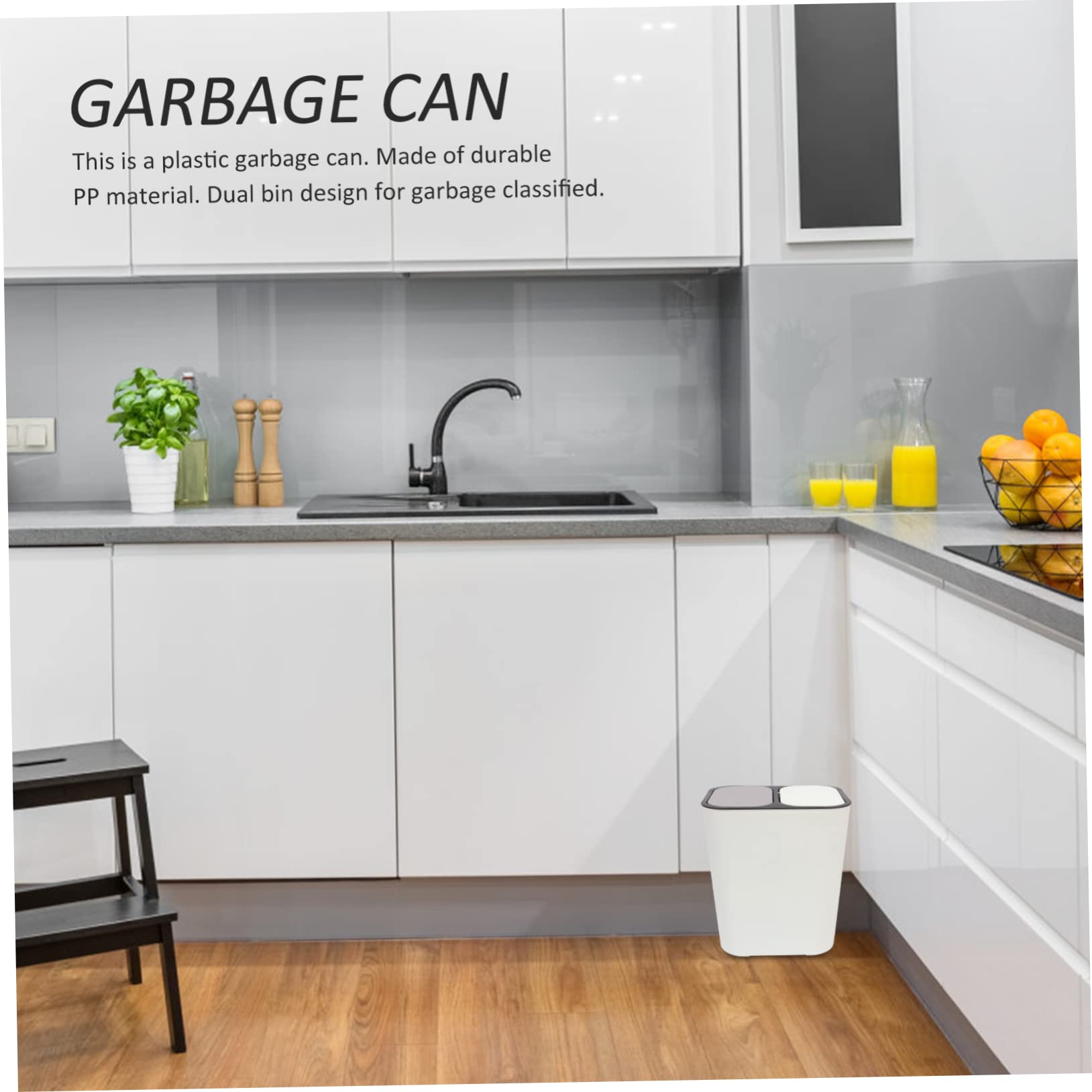 SOLUSTRE Rectangular Rubbish Bin Rubbish Storage Bin Recycling Bin Dual Trash Can Garbage Container Vintage Wastebasket Rubbish Can Kitchen Trash Containers Farmhouse Small Office White Box