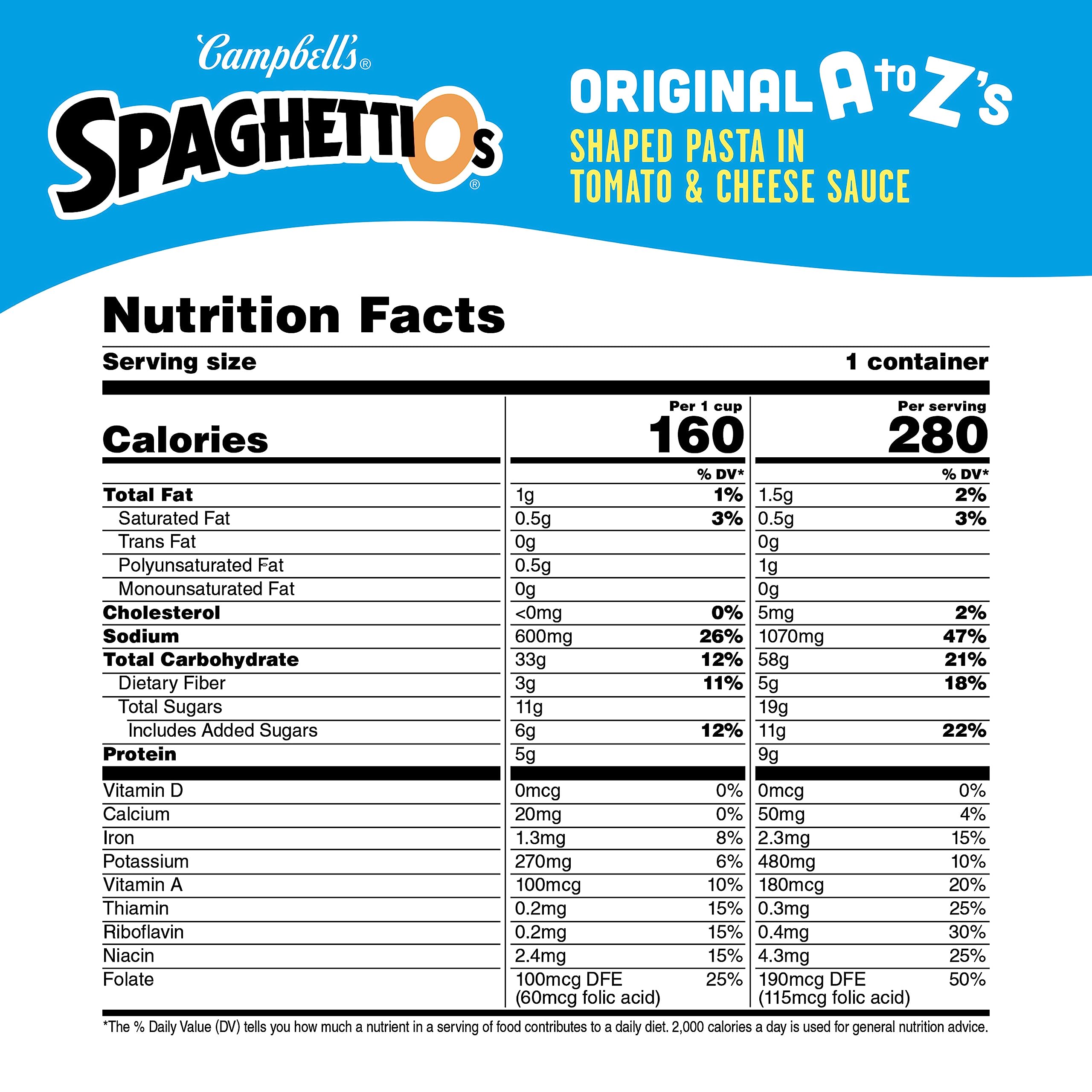 SpaghettiOs Original A to Z's Canned Pasta, Healthy Snack for Kids and Adults, 15.8 OZ Can (Pack of 12)