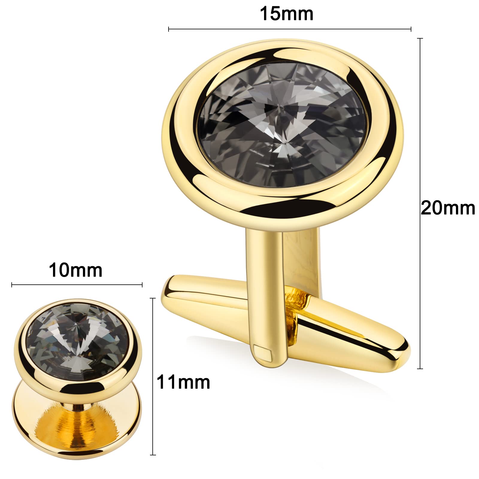 Swarovski Crystal Cufflinks and Tuxedo Studs Sets for Men - Eelegence Dress Sets for Wedding, Party - Rose
