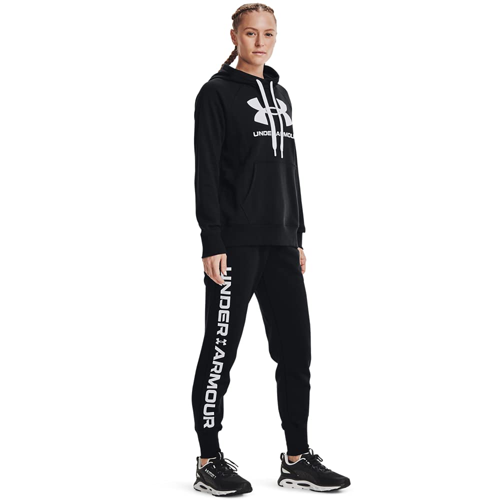 Under Armour Women's Rival Fleece Graphic Joggers, Black (001)/White, Small