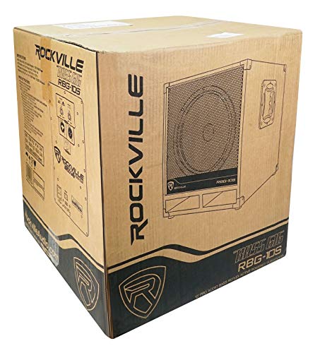 Rockville Bass Gig Active Powered PA Subwoofer DJ/Pro 1200 Watt, 10 inch (RBG10S), Black