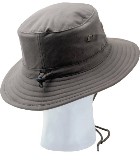 Sloggers Classic Cotton Hat with Wind Lanyard, Dark Brown, UPF 50+ Maximum Sun Protection, Style 4471DB,Adjustable Medium to Large