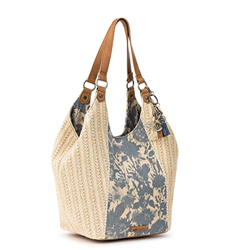 Sakroots Roma Straw Shopper, Lake in Bloom
