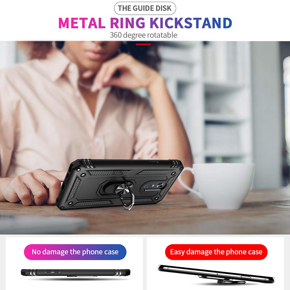 Sfmn Military Case for LG Stylo 5 Case Ultralight, Magnetic, Ring, Military Anti-Fall for LG Stylo 5 Phone Cover (Black)