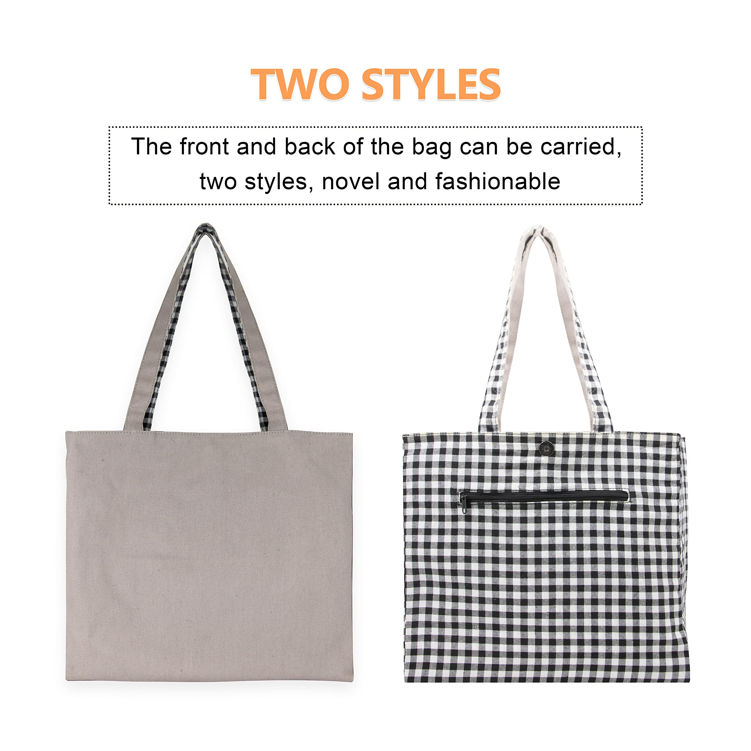 TANJUR Women's Canvas Shoulder Hand Bag Tote Bag Canvas Tote Shoulder Bag Vogue Shopping Casual Bag (Grey)