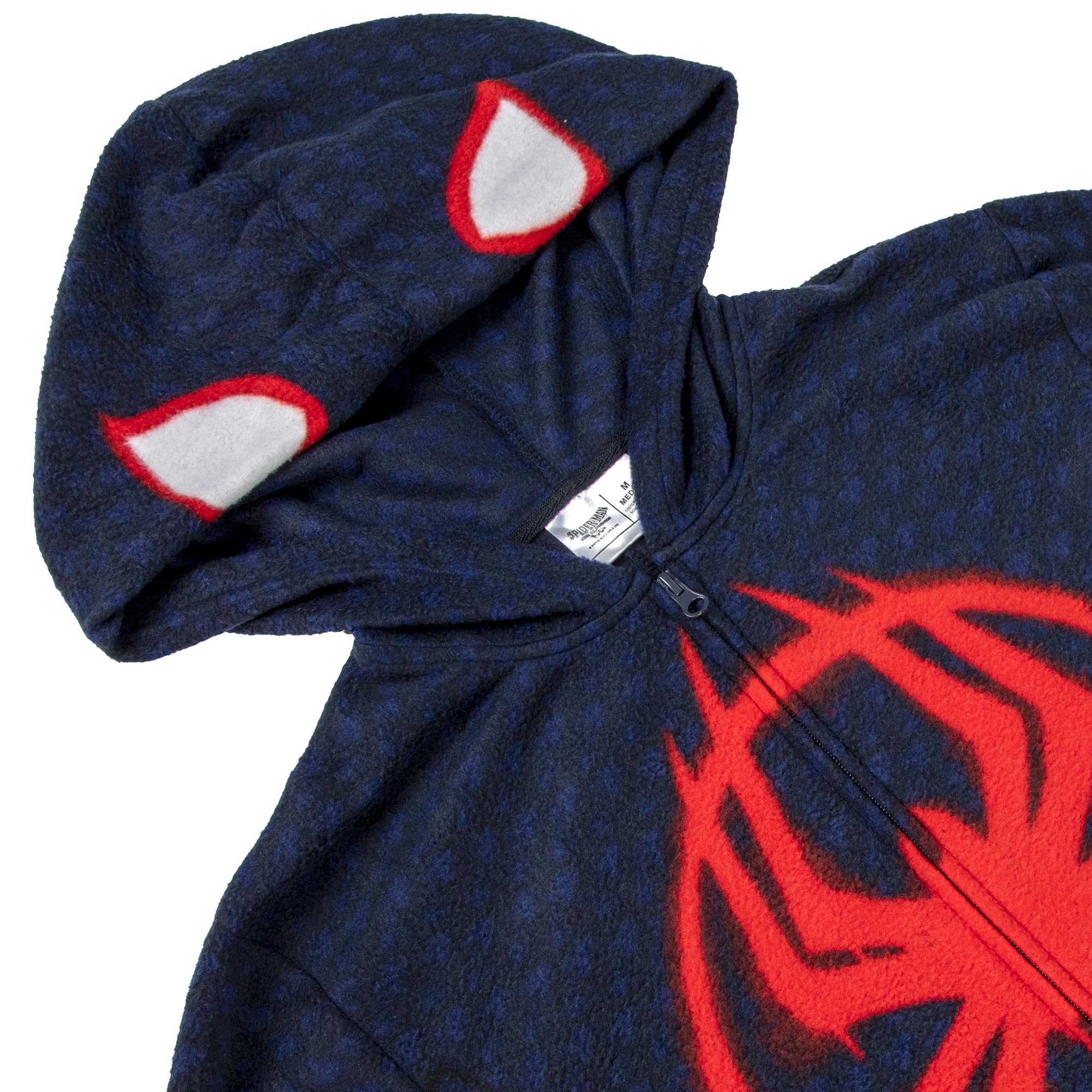 Spider-Man Miles Morales Men's Hooded Union Suit with Leg Hem-Large Black