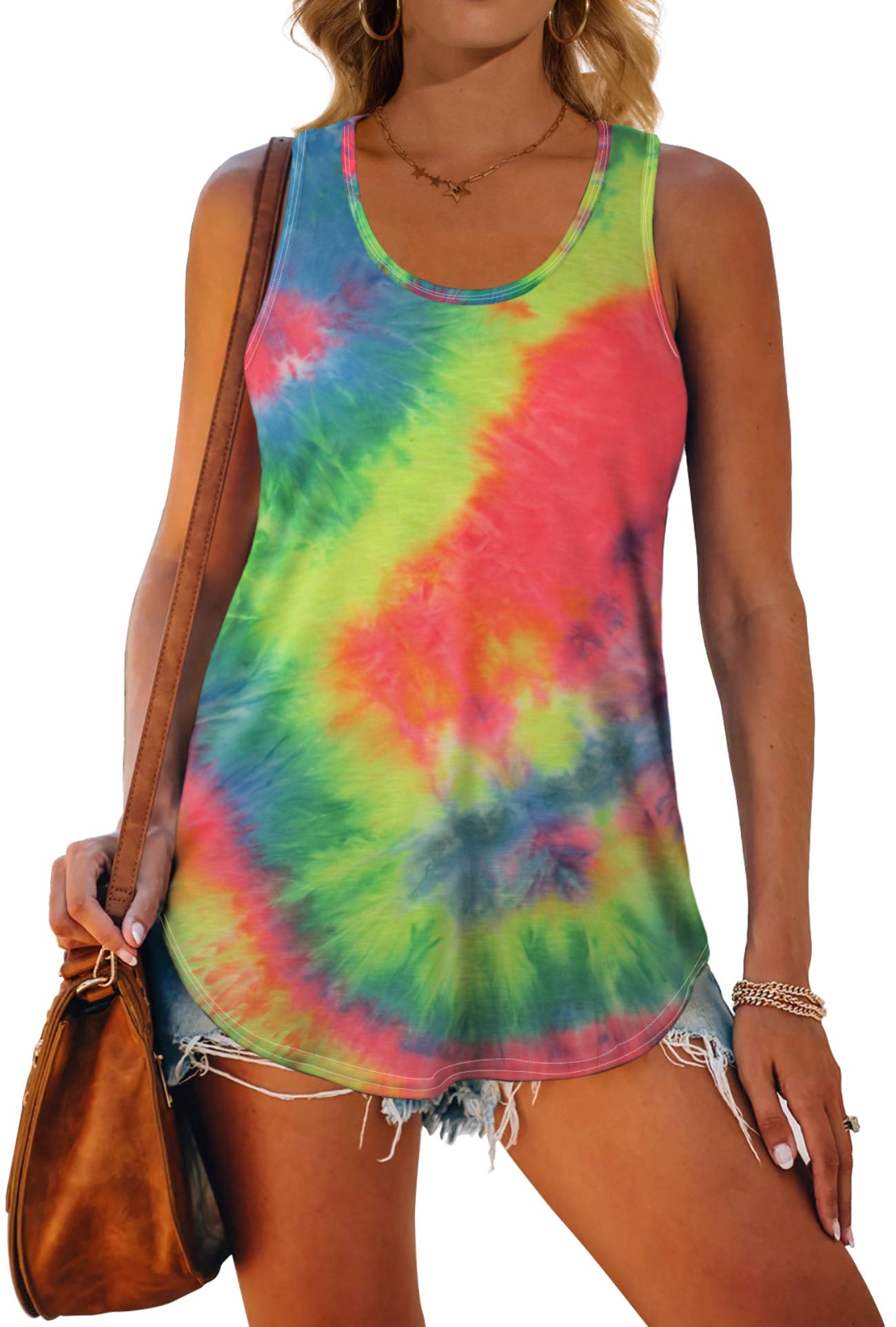 Tank Tops for Women =Summer Plus Size Workout Tops for Women Tie Dye 3X