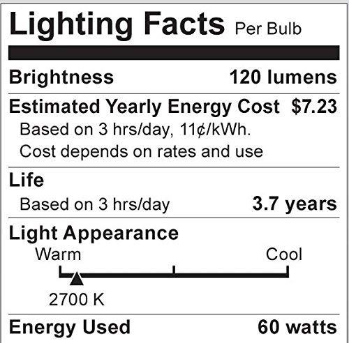 Satco 60G40 Incandescent Globe Light, 60W E26 G40, Clear Bulb [Pack of 6]
