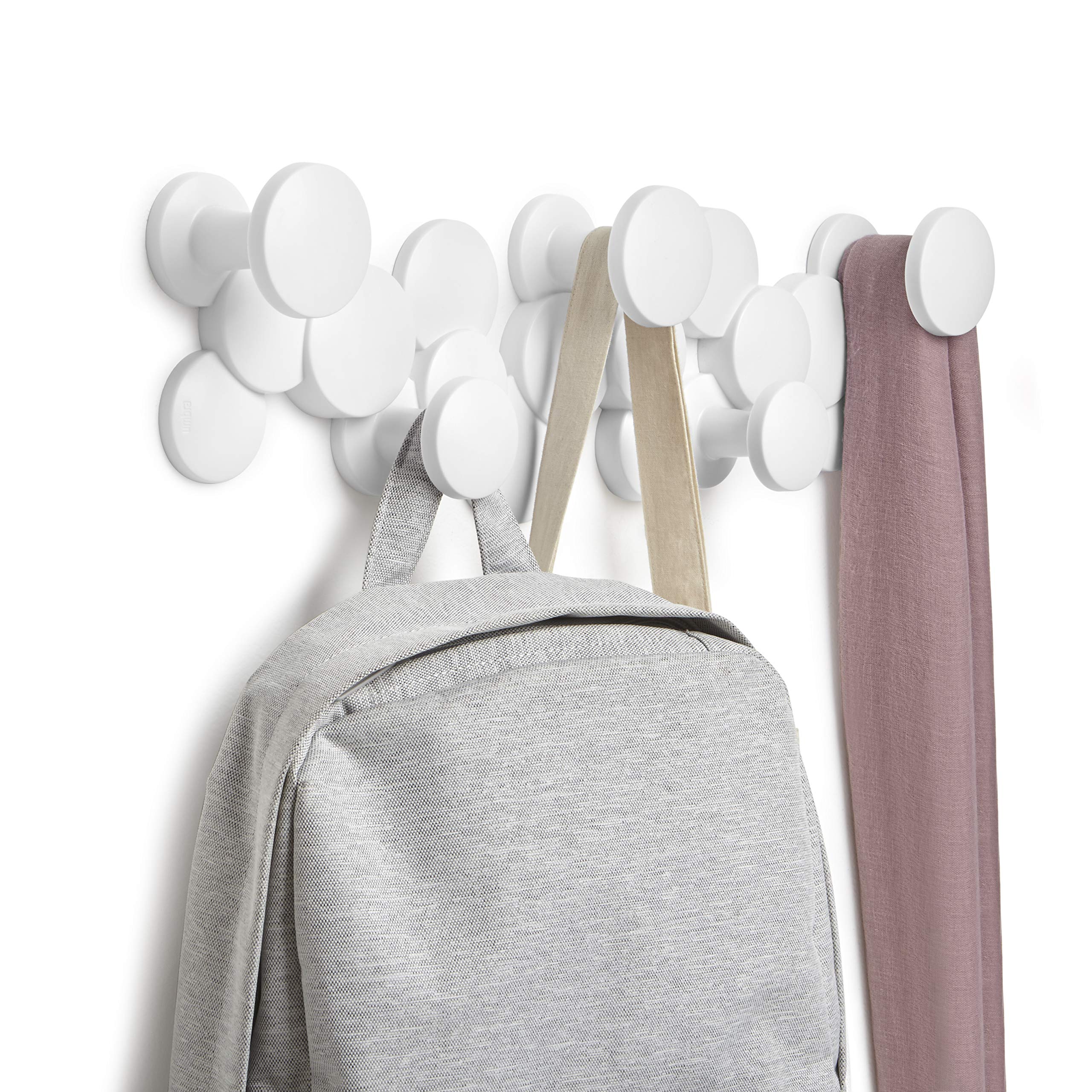 Umbra Bubble Multi Modern, Decorative, Space-Saving Coat Hanger 5 Hooks for Hanging Accessories, Etc. -Won’t Snag Clothes, White
