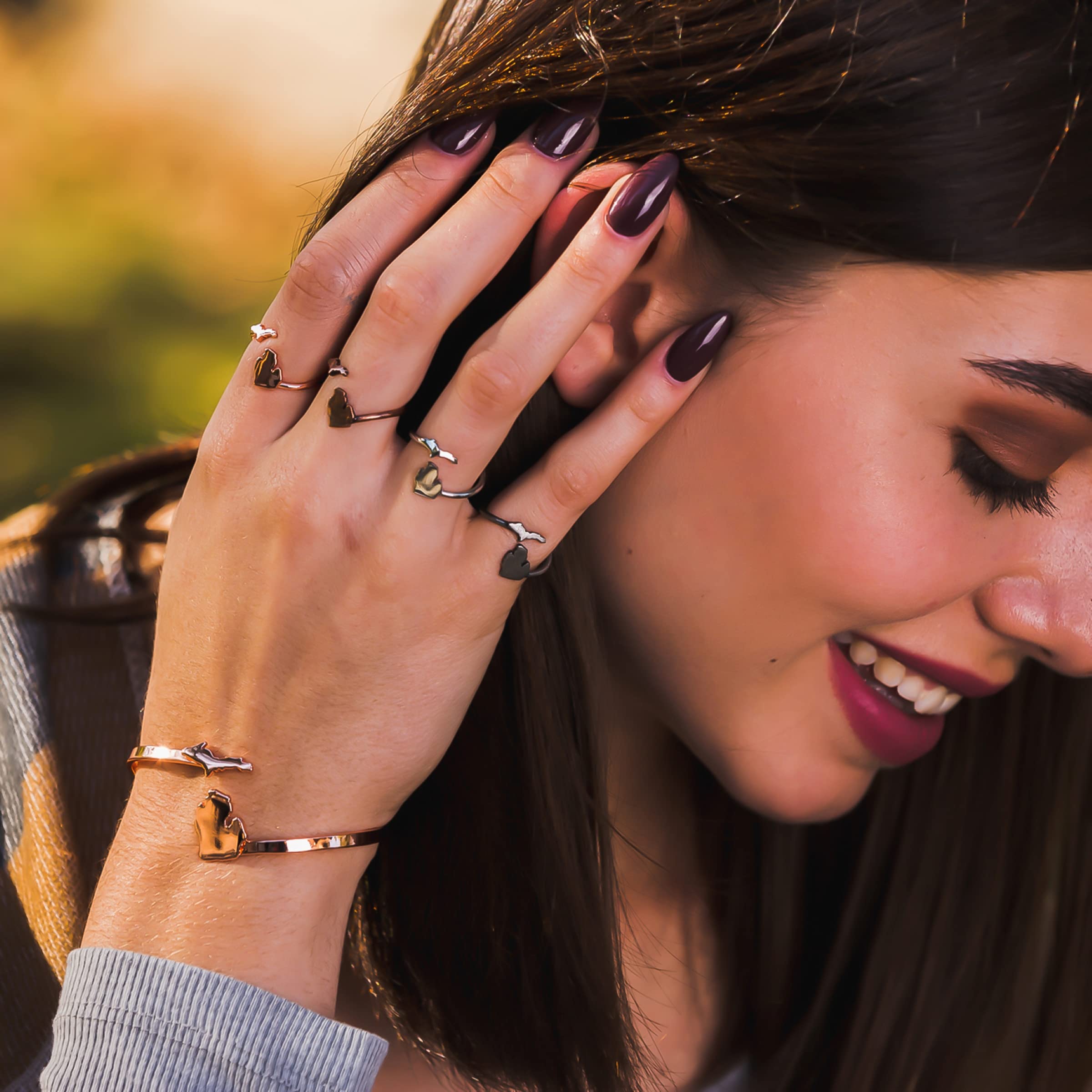 Stone Armory Copper Plated Michigan Ring For Women | State Of Michigan Jewelry | Adjustable In Size Michigan Ring | Perfect Upper Peninsula Michigan Gift