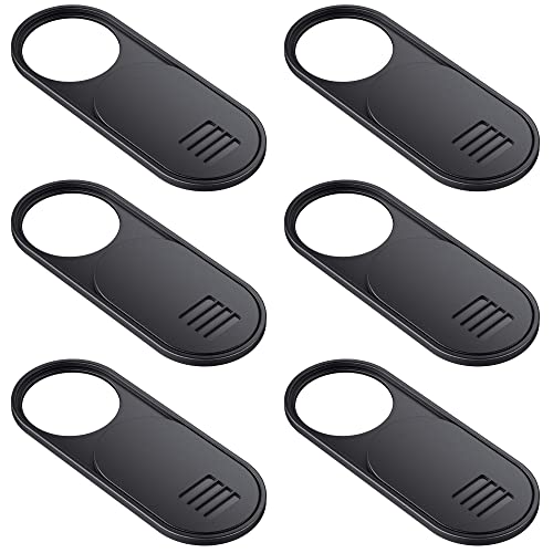Trobing Laptop Camera Cover Slide [6 Pack], Ultra Thin Webcam Cover for Laptop, Computer, MacBook, Tablet, iPhone 8/7/6 Plus, Protect Your Privacy and Security [Black]
