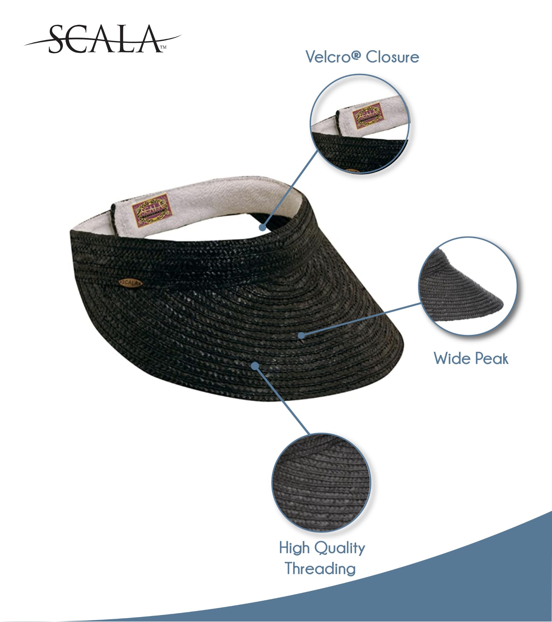 Scala Women's Sewn Braid Visor, Natural, One Size