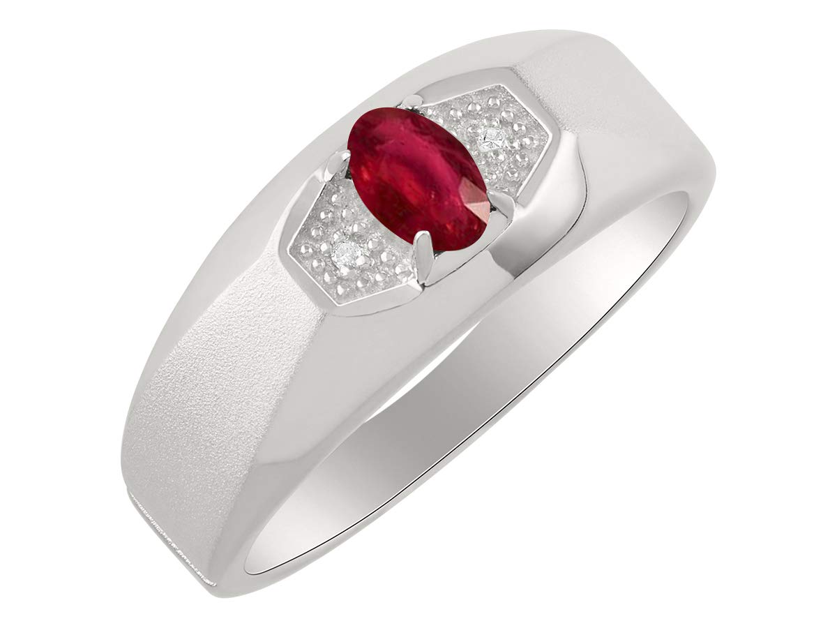 Rylos Classic Oval Red Ruby & Diamond Ring - July Birthstone*