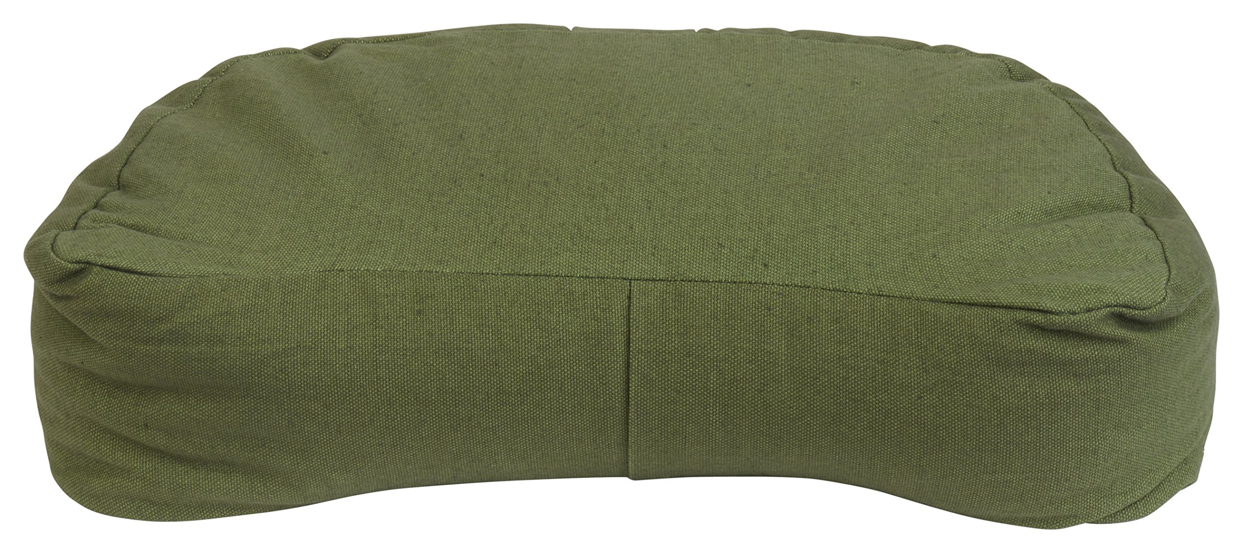 Satori Buckwheat Meditation Pillow - Zen, Yoga, Mindfulness - 14"x7"x4" Crescent Zafu Cushion w/Comfortable Cotton Cover, Adjustable Fill, Washable, with Zipper, Handle and Inside Cover