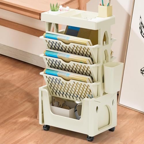 Storage Rolling Cart, 5 Tiers Moving Cart, Foldable Utility Cart, Multifunctional Rolling Drawer Cart, Removable Rolling Storage Trolley with Wheels, Mobile Storage Organizer, Storage Cart for Books