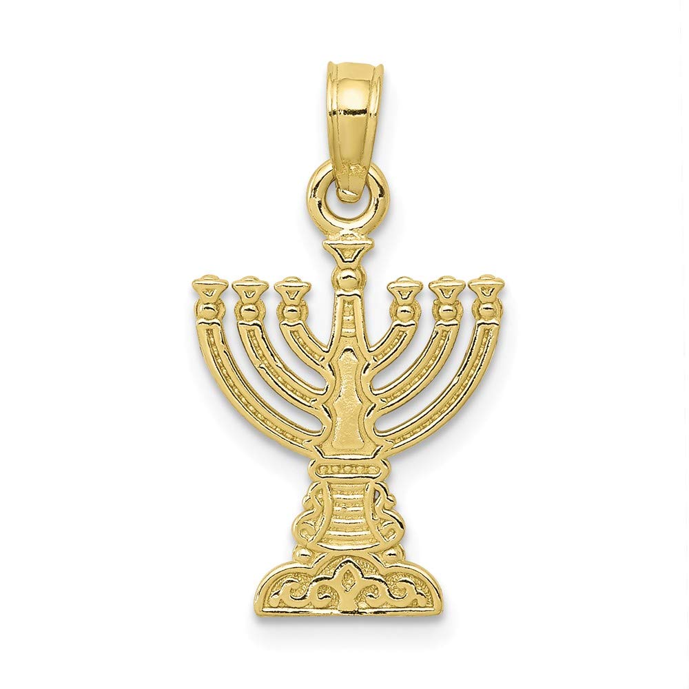 Solid 10k Yellow Gold Menorah Pendant Charm