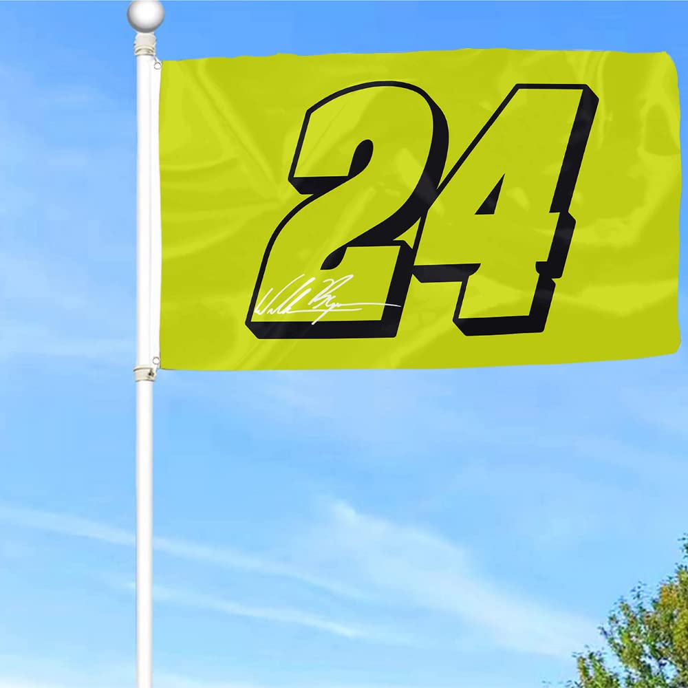 Yanbooch Autographed Checkered Racing Flag William Byron #24 Flag Banner 3x5Feet for Car Fans with Brass Grommets