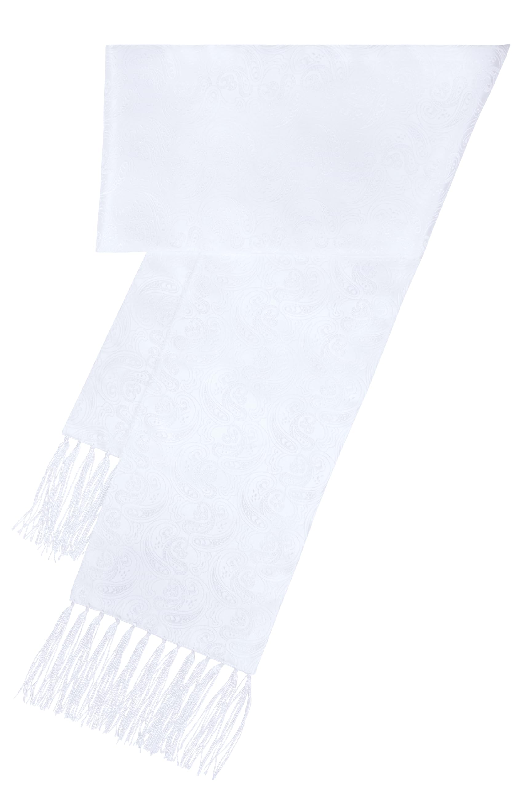 S.H. Churchill & Co. Luxurious Men's Paisley Scarf - Elegant, Soft Silk Blend, Classic Design for Sophisticated Style & Warmth - White