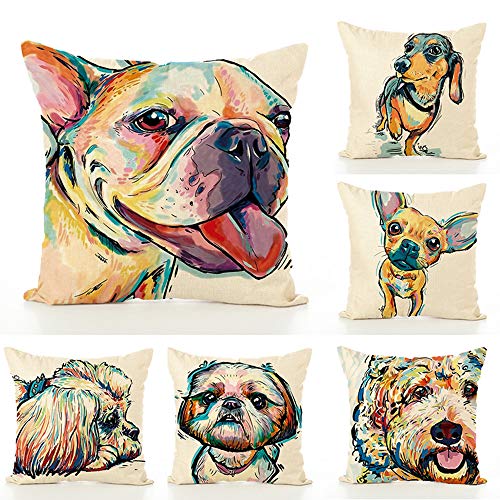 Redland Art Cute Pet Golden Retriever Dog Pattern Linen Throw Pillow Covers Car Sofa Cushion Cover Pillowcases Home Decor 18"x18" Inch 45 cm