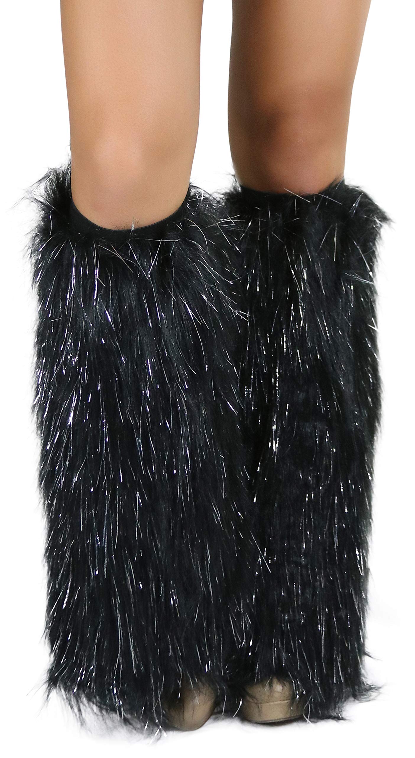 ToBeInStyle Women's Glitter Rave Leg Warmers - Black/Silver - OS