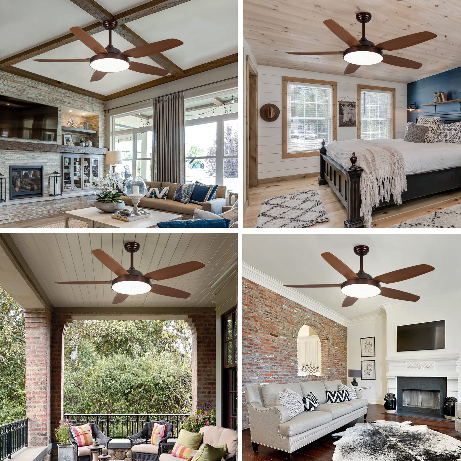 SNJ ceiling fans with lights and remote,Quiet Motor, Easy Install Ideal for Bedroom