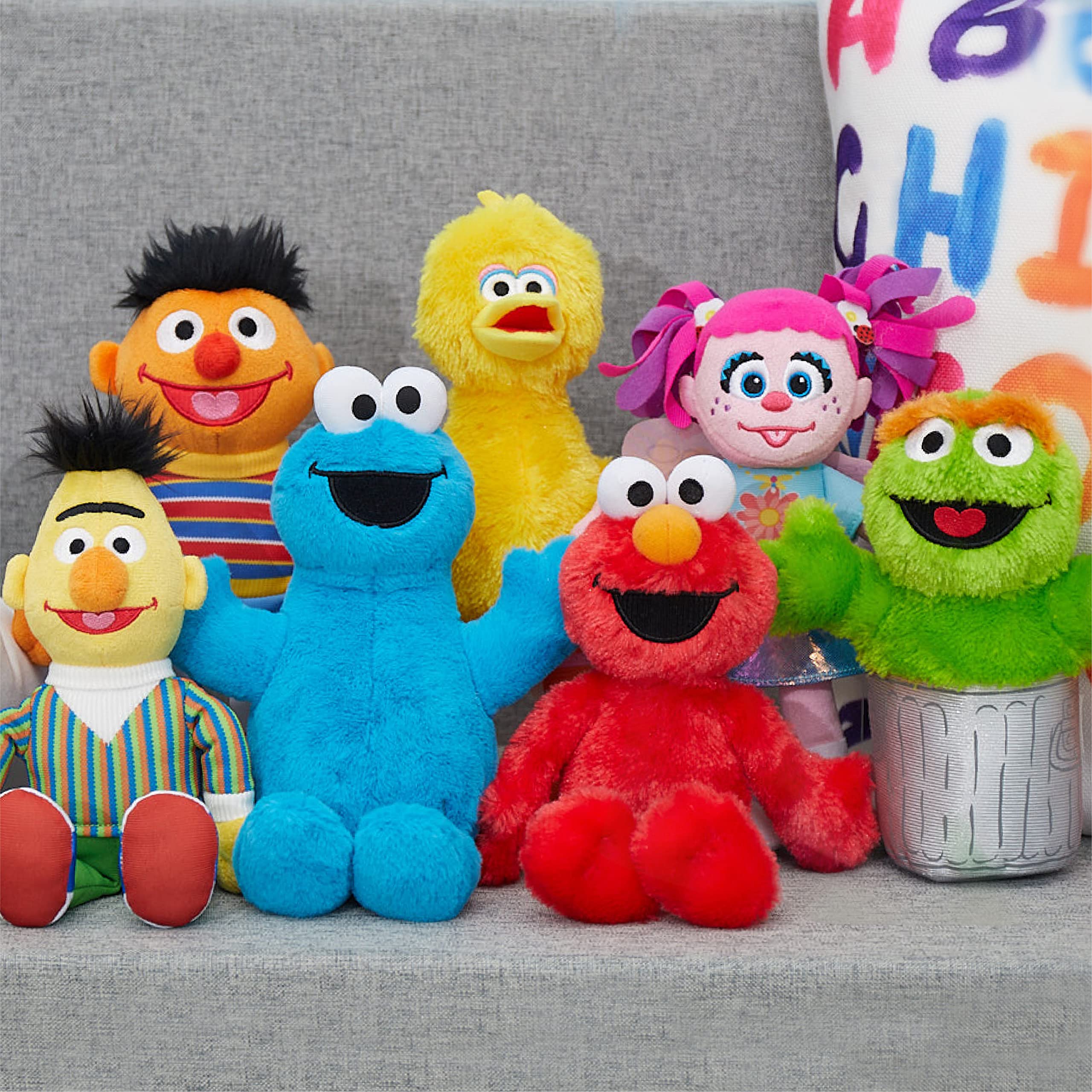 Sesame Street Friends Cookie Monster, Big Bird, and Oscar 8-inch 3-piece Sustainable Plush Stuffed Animals Set