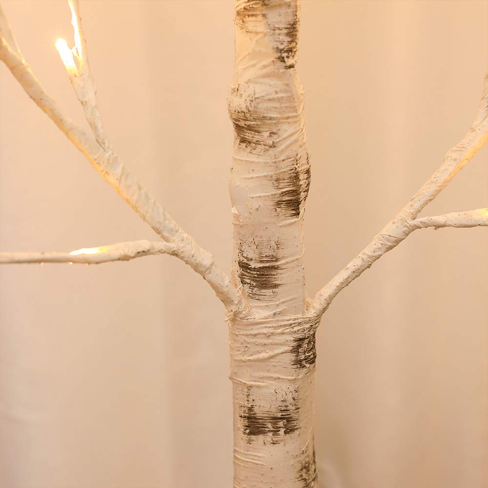 Snokip Lighted Birch Tree 4Ft 48 LED White Lighted Twigs Tree for Wedding Festival Indoor Outdoor Home Garden Party Decoration, Warm White