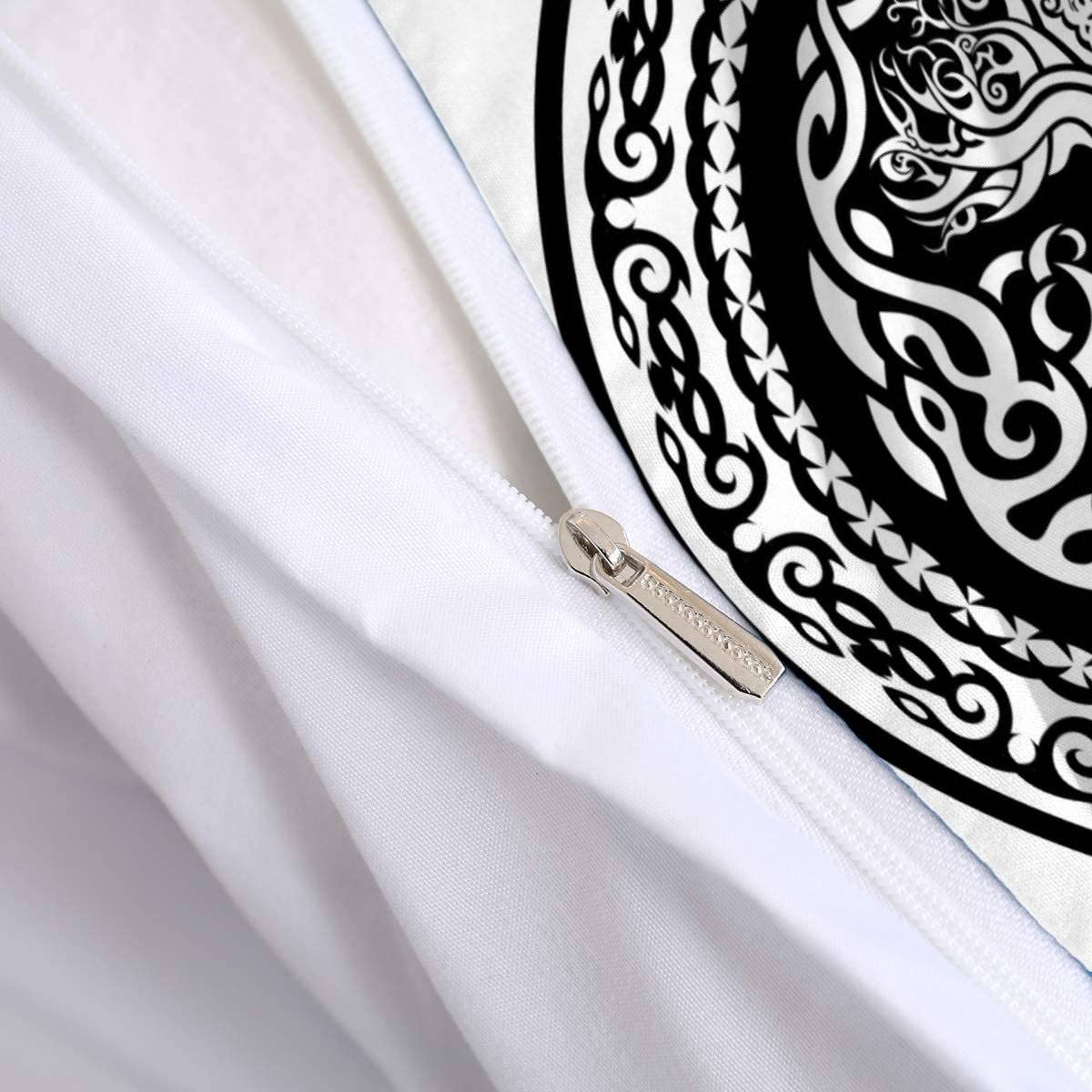 Quilt Cover Twin Size Viking Tree of Life 3D Bedding Sets Celtic Style Duvet Cover Breathable Hypoallergenic Stain Wrinkle Resistant Microfiber with Zipper Closure,beding Set with 2 Pillowcase