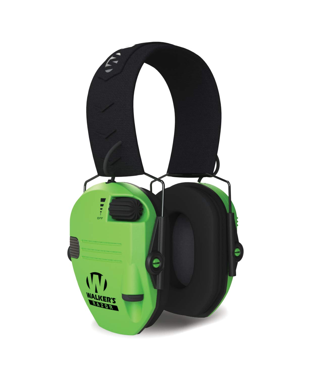 WALKER'S Razor Slim Electronic Muff / Low-Profile 23dB NRR Comfort Headband HD Speakers Hearing Protection Job Site Shooting Safety Earmuff w/ 2 AAA Batteries
