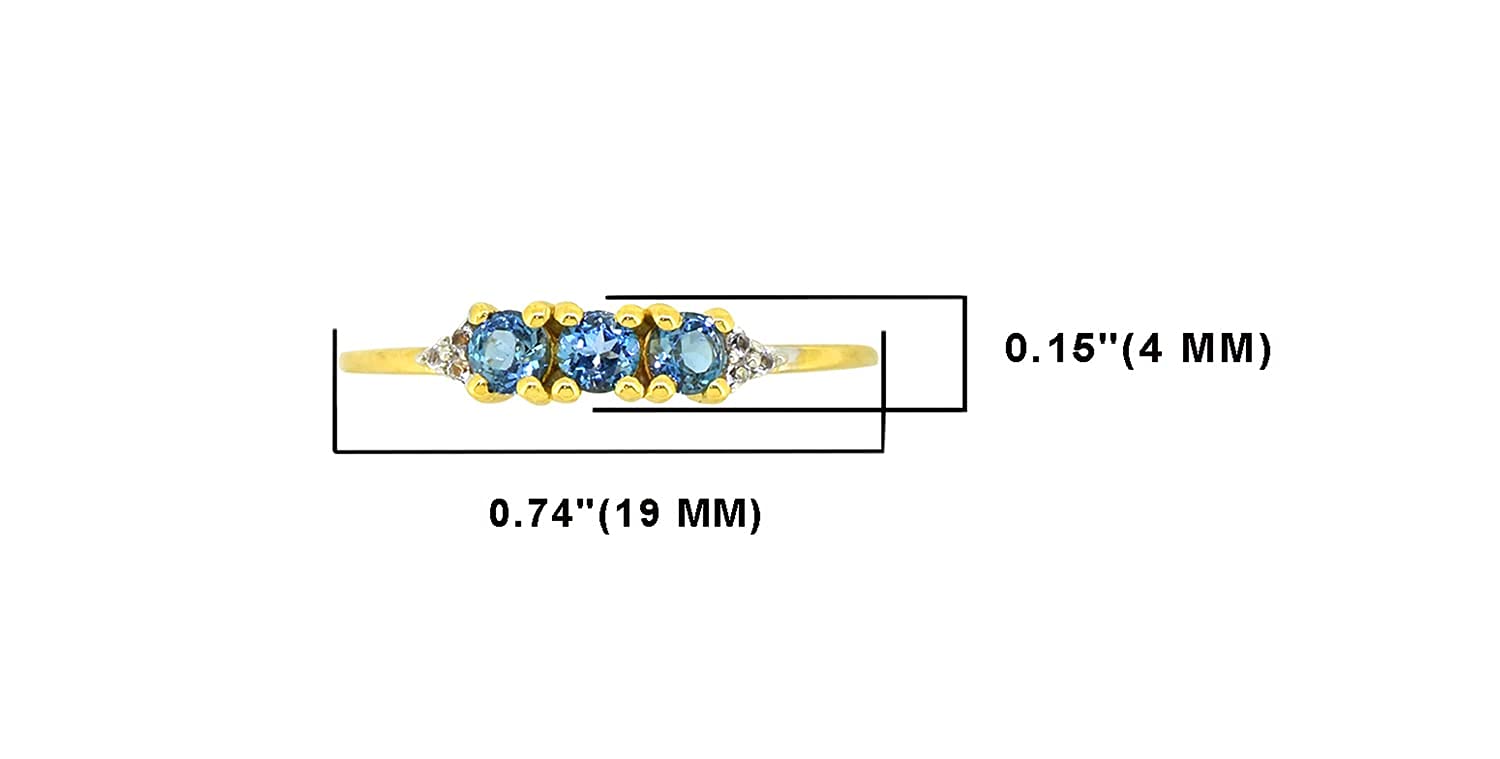 YoTreasure London Blue Topaz 18kt Gold Plated Over 925 Sterling Silver Eternity Band Ring