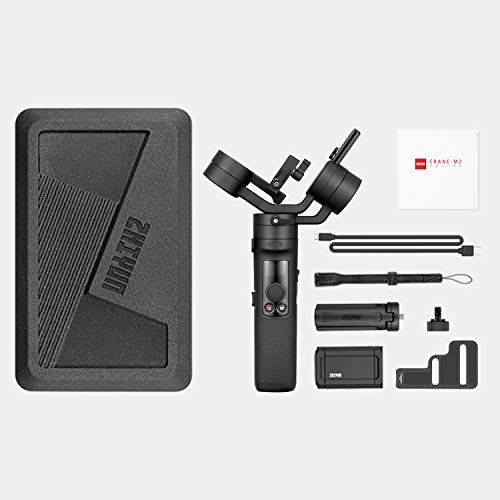 ZHIYUN Crane M2 3-Axis Gimbal Stabilizer for Light Mirrorless Camera,Action Camera,Smartphone,for Sony A6000,A6300,A6500,RX100M,GX85,Gopro Hero 5/6/7,iPhone Xs XR,WiFi/Bluetooth Control,720g Payload