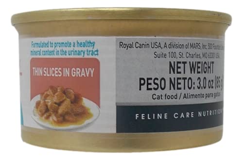 Royal Canin Slices in Gravy Cat Food 3 Flavor 6 Can Sampler, (2) Each: Urinary Care, Weight Care, Aging 12+ (3 Ounces) - Plus Catnip Toy and Fun Facts Booklet Bundle