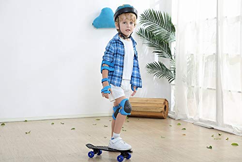SK8MEMO 17X5inch Kids Skateboard, Mini Skateboard for Beginners (Blue)……