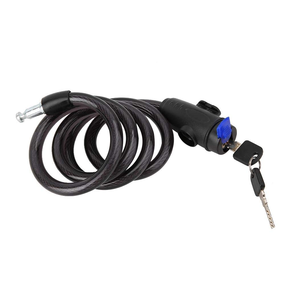 Wear-Resistant with Mounting Bracket Anti-Theft Bike Lock, Black Durable Bike Lock, Coiled Bike Locks for Indoor Outdoor
