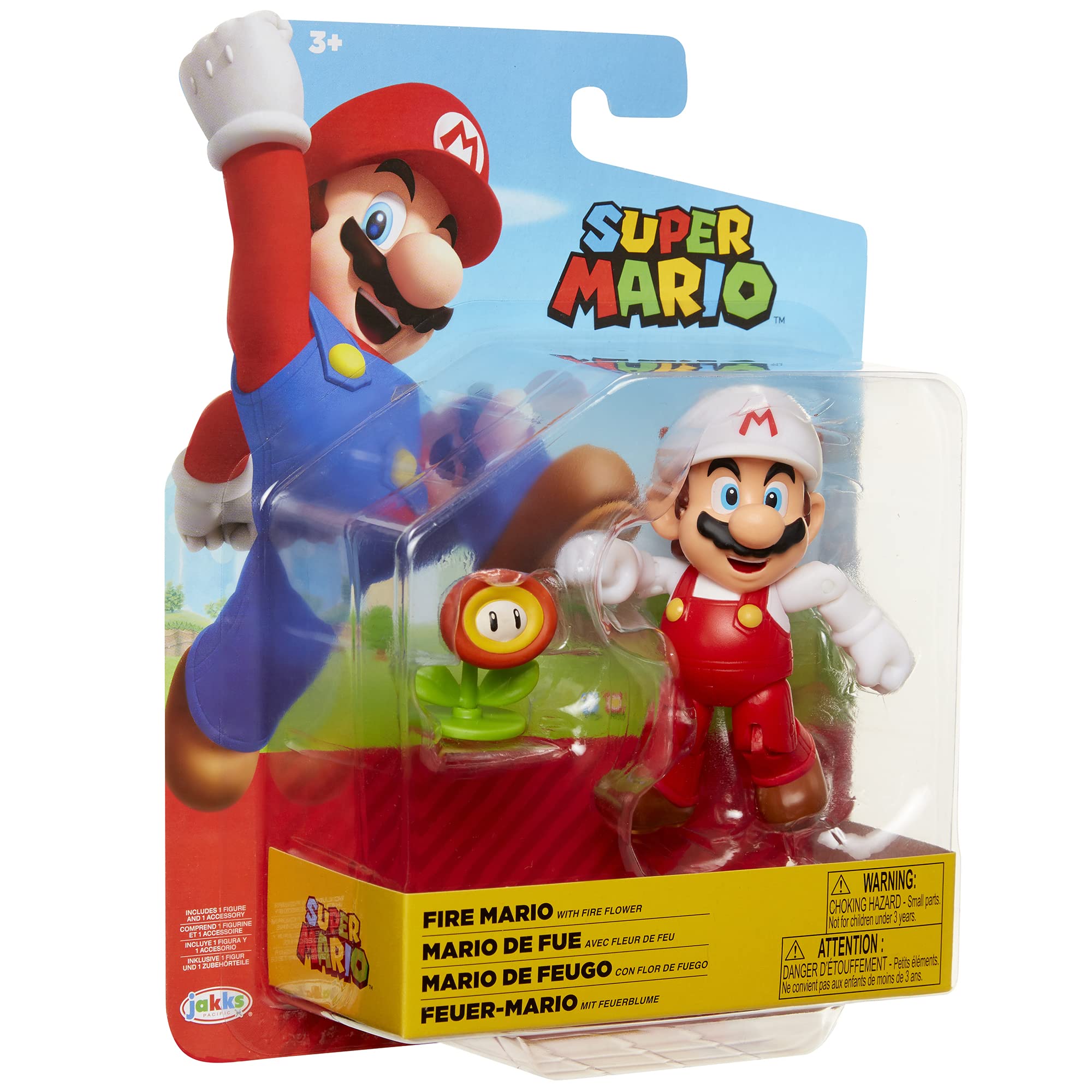 Super Mario Fire Mario Figure with Fire Flower Accessory