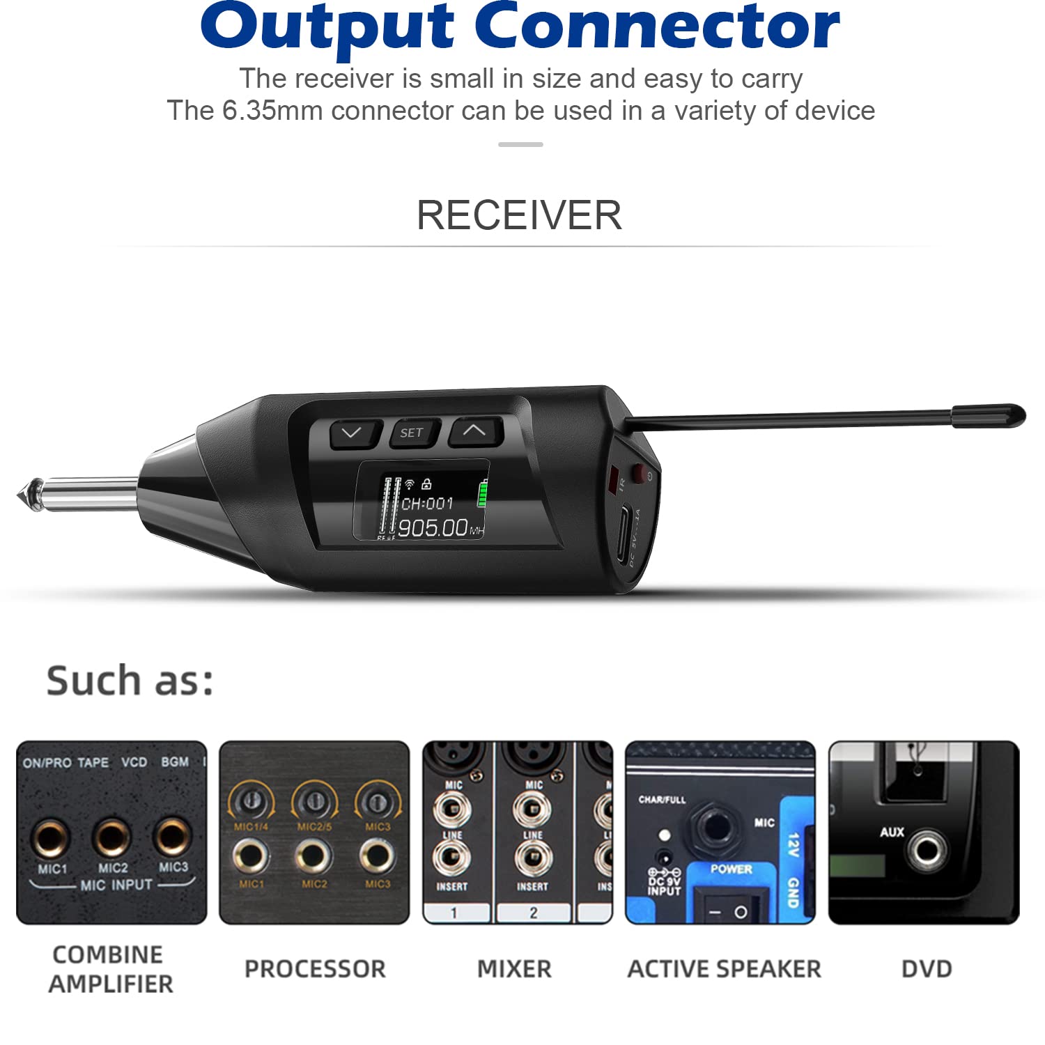 SGPRO Wireless Saxophone Microphone System, Clip-On Instrument Microphone for Sax and Trumpet, Preset EQ & Echo Level 196 Ft Transmission Rechargeable Compact Transmitter and Receiver 4.5 Hours