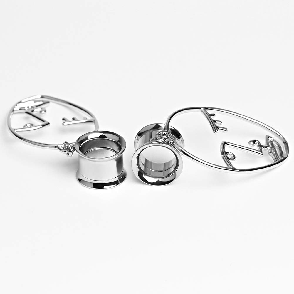 TBOSEN 2pcs Amazing Mask Dangle Plugs Unusual Dangle Gauges Tunnels For Ear 2g - 1 inch