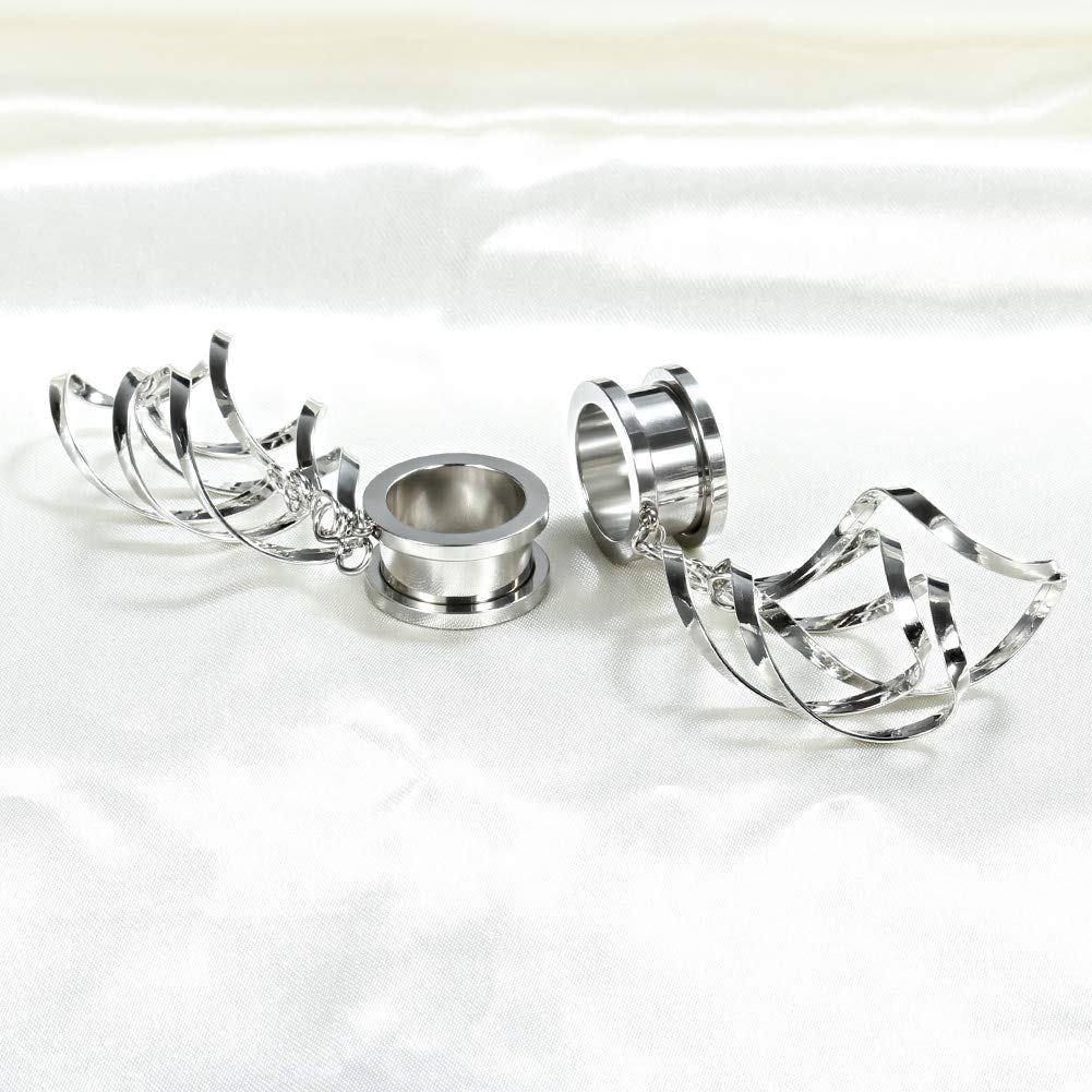 TBOSEN 2pcs Classic Double Linear Loops Design Twist Wave Dangling Ear Gauges for Women