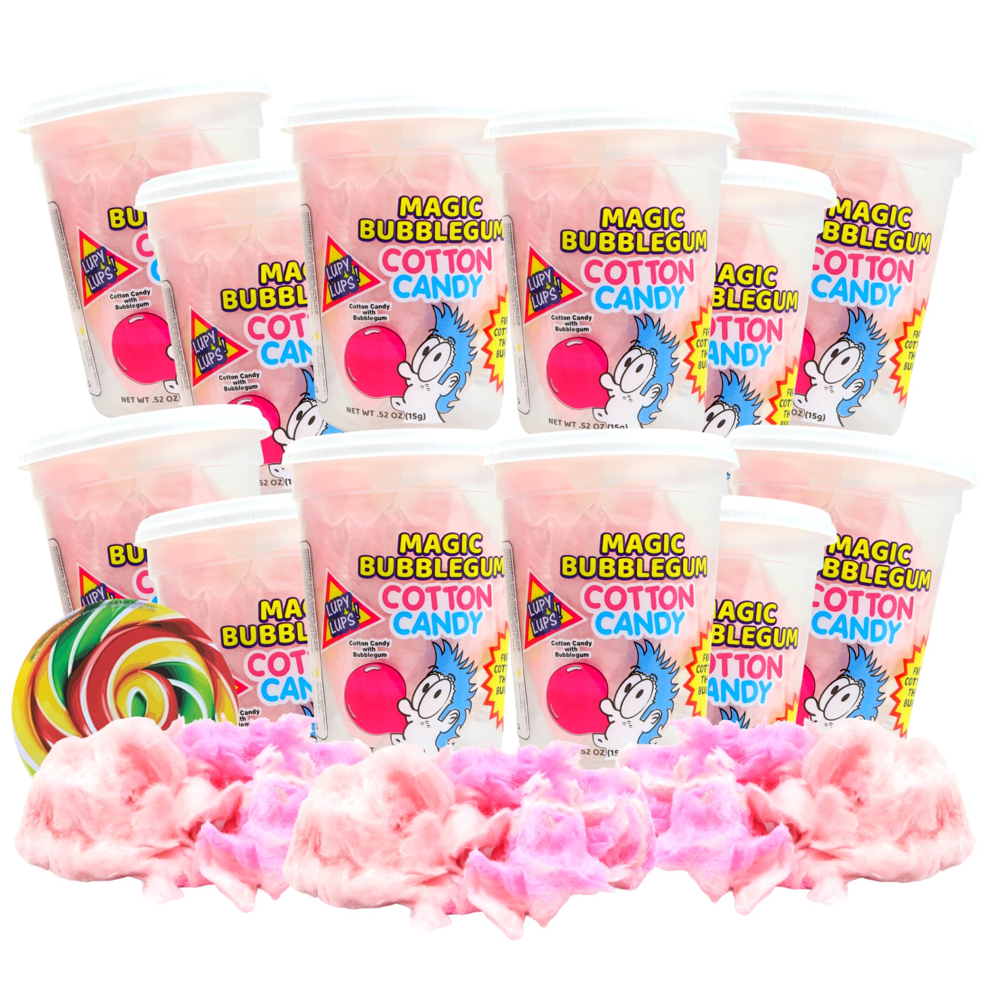 Strawberry Cotton Candy Bubblegum, Bulk Individually Packaged Sweets, Party Favors, 0.52 Ounces, (Pack of 12)