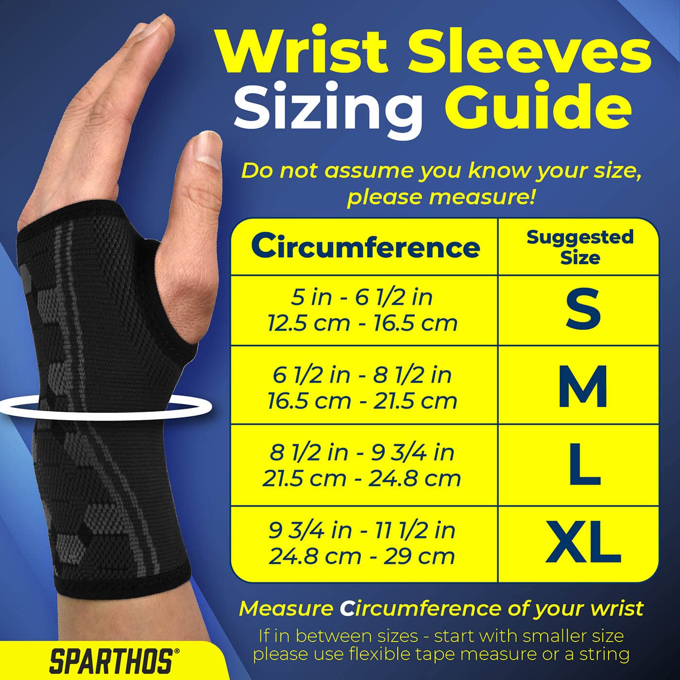 Sparthos Wrist Support Sleeves (Pair) β Medical Compression for Carpal Tunnel and Wrist Pain Relief β Wrist Brace for Men and Women (Medium, Midnight Black)