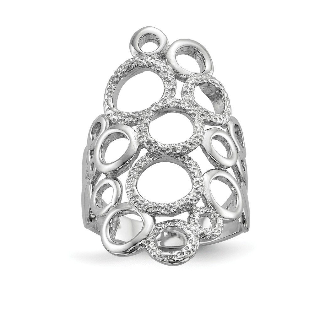 Solid 925 Sterling Silver and Textured Circles Ring Band Size 8