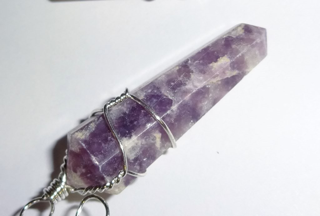 Sublime Gifts 1pc Lepidolite Natural Premium Crystal Cut Healing Gemstone Wire Wrapped with Loop Point Pendant
