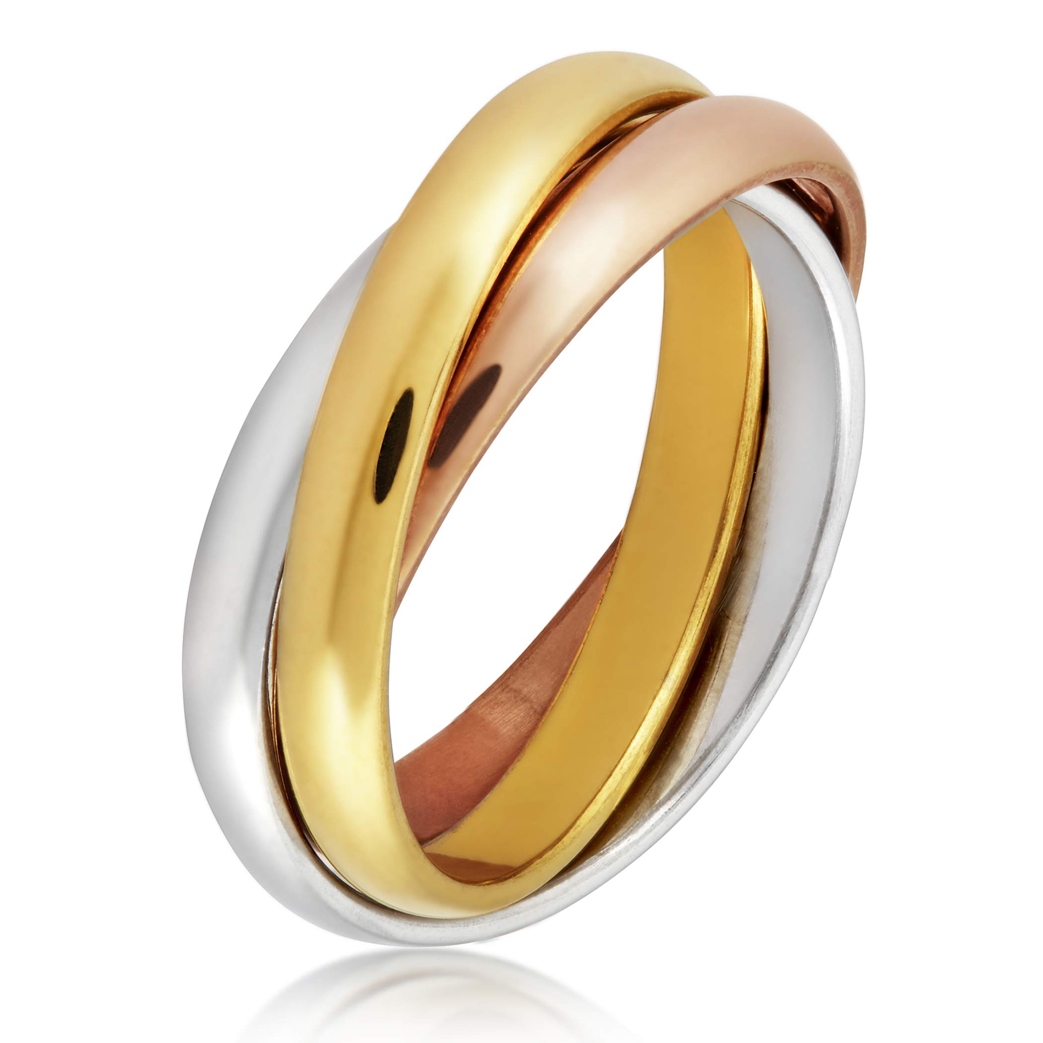 West Coast Jewelry Women's Tri-Color Stainless Steel Intertwined Triple Ring - Size 9