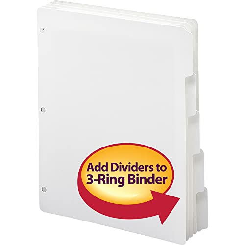 SmeadĀ® 3-Ring Binder Index Dividers, 5-Tab, 11" x 8 1/2", White, Pack of 20 Sets
